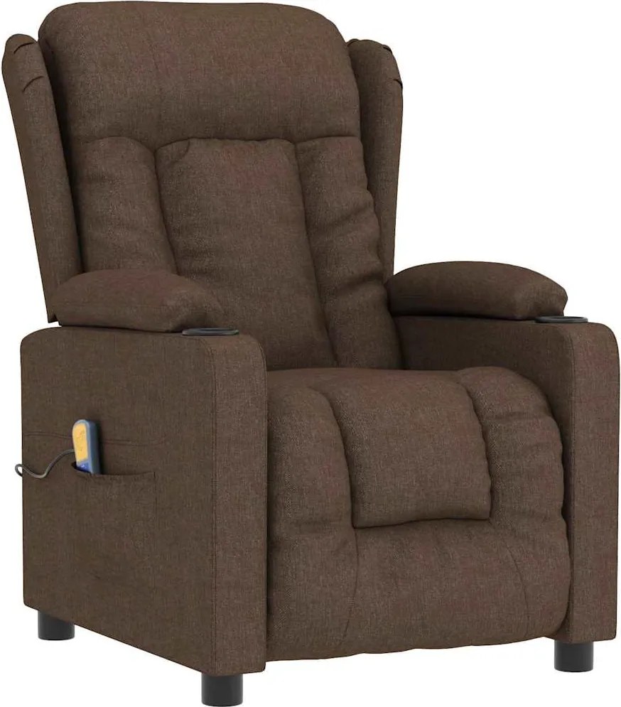 Masážní křeslo hnědé textil 339062