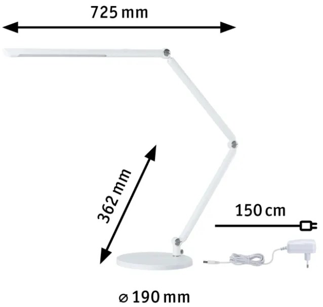 Paulmann FlexBar bílá LED stolní lampa, 10,6W LED, 3000-6500K výška 67cm