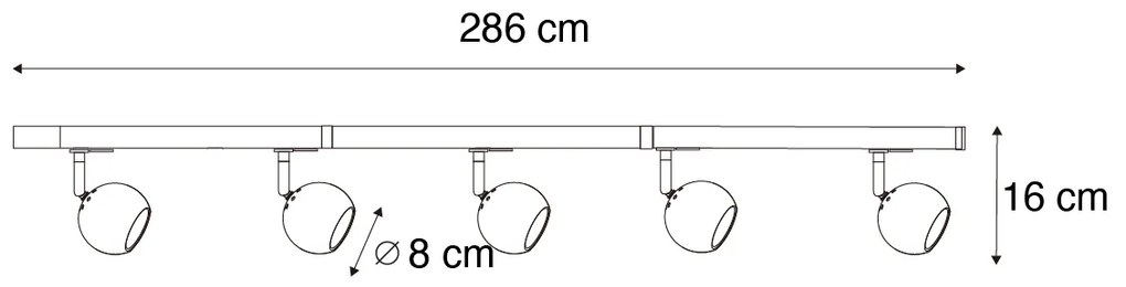 Moderní 1-fázový kolejnicový systém 5-světlo černý se zlatem - Gissi