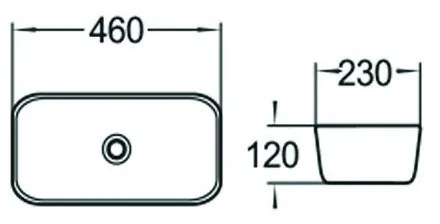 Keramické umyvadlo na desku MEXEN KLARA 46x23 cm bílé