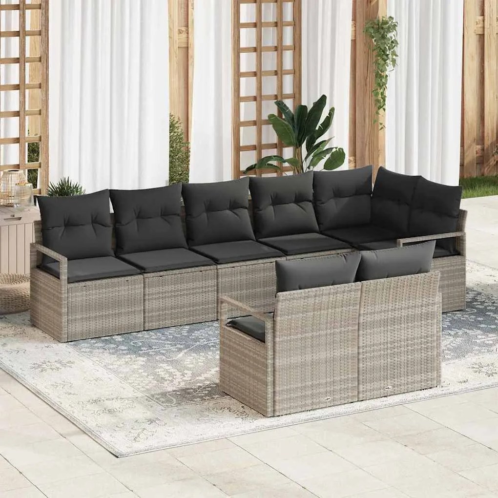 Set pohovek 8 ks Světle šedá polyratan 3346432