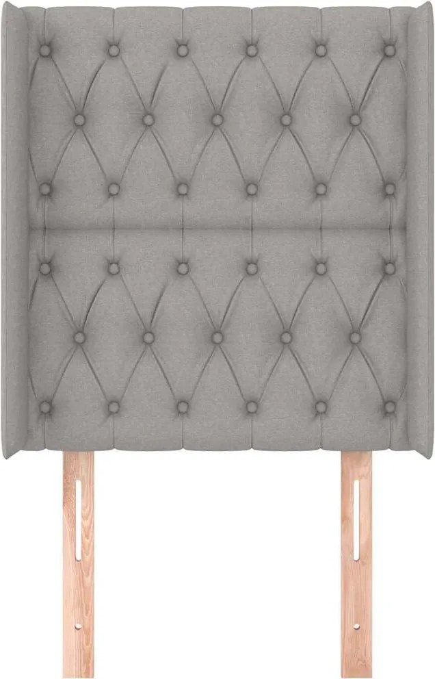 Čelo postele typu ušák světle šedé 83x16x118/128 cm textil 3119890