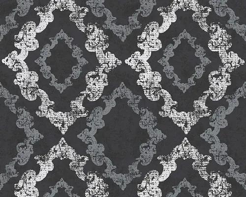 Vliesová tapeta, s efektem, motiv geometrický, černo-bílá