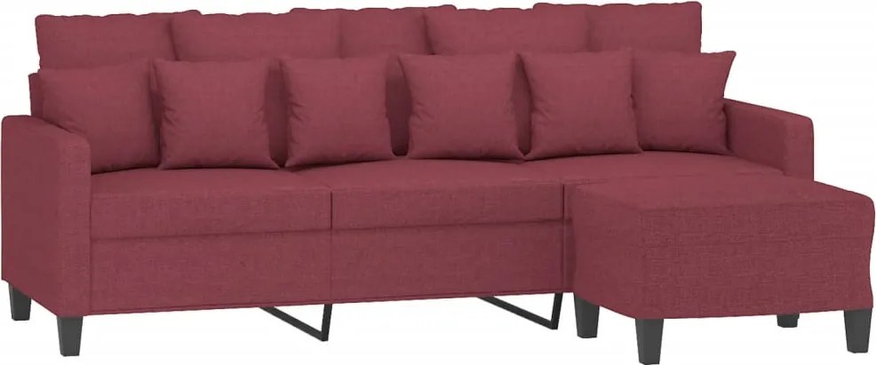 3místná pohovka s podnožkou vínová 180 cm textil 3201095