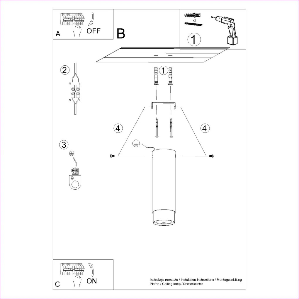 Sollux Lighting Stropní svítidlo NERO 22,5 černé/chromové