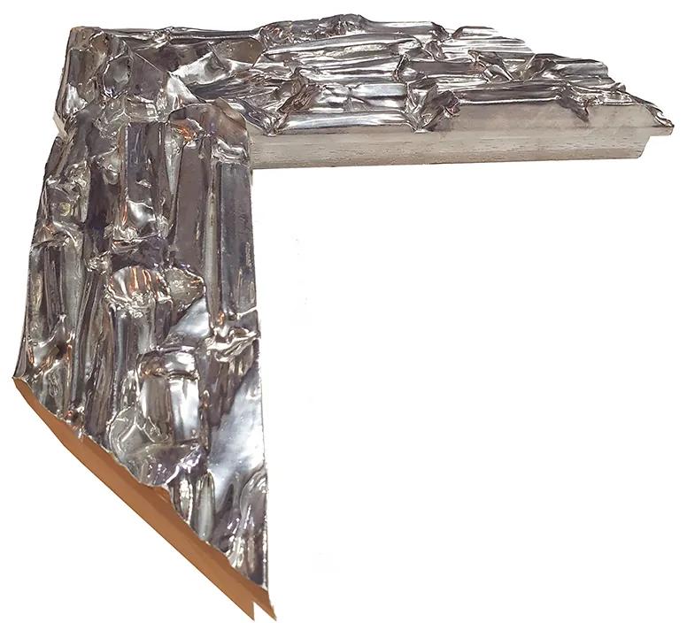 DANTIK - Zarámované zrcadlo - rozměr s rámem cca 50x90 cm z lišty Travertino stříbrné (2893)