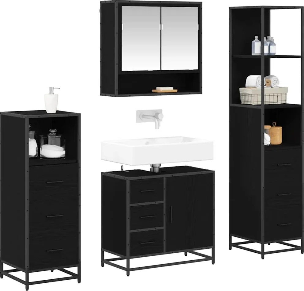 Sada koupelnového nábytku 4 ks Černý dub 65 x 33 x 60 cm 3402499