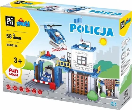 Blocki Mubi stavebnice Policejní stanice typ LEGO DUPLO 58 dílů se světlem a zvukem