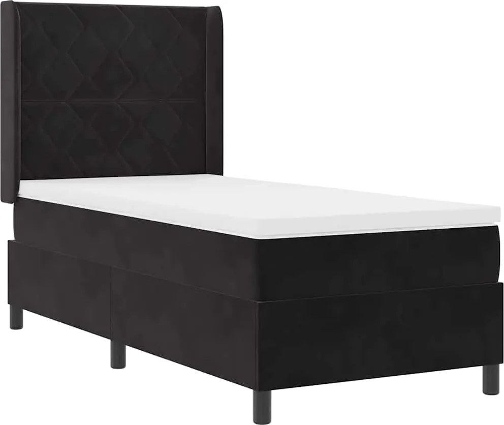 Postel s boxspringem s čelo Černá 90 x 200 cm samet 3342046