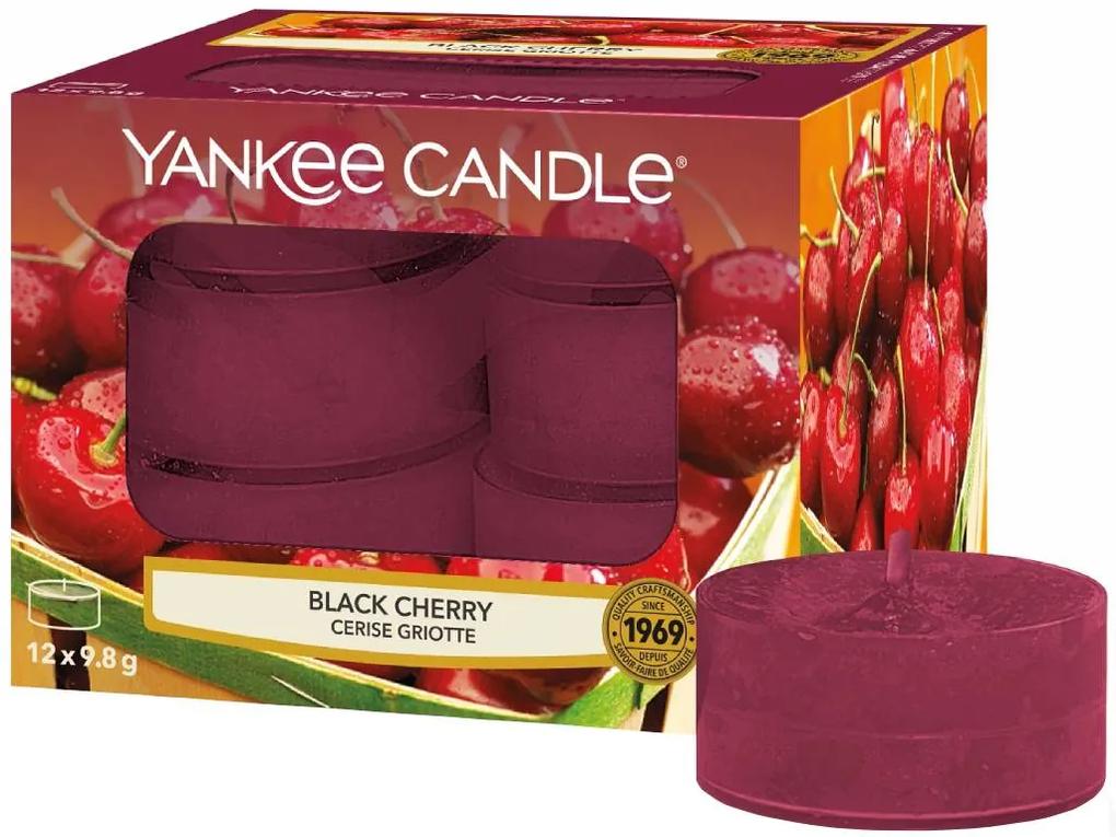 Yankee Candle – čajové svíčky Black Cherry (Zralé třešně), 12 ks