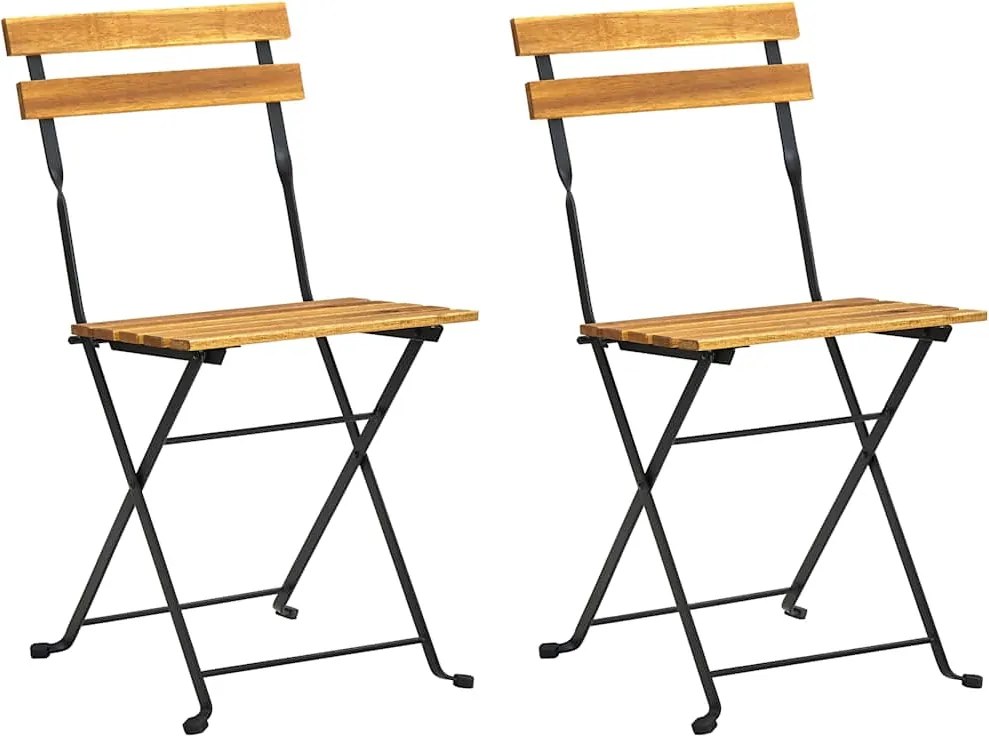 Skládací židle 2 ks, ocel a masivní akáciové dřevo 313160