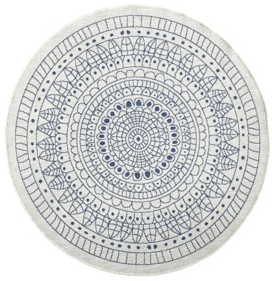 Hans Home | Kusový koberec Twin-Wendeteppiche 103104 creme blau kruh – na ven i na doma - 140x140 (průměr) kruh