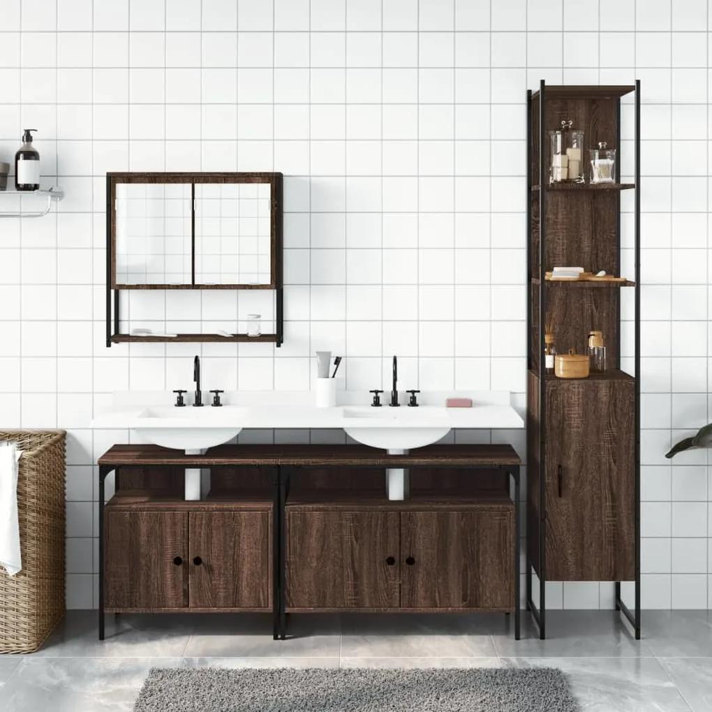 vidaXL 4dílný set koupelnového nábytku kompozitní dřevo [3214689] Barva: Černá