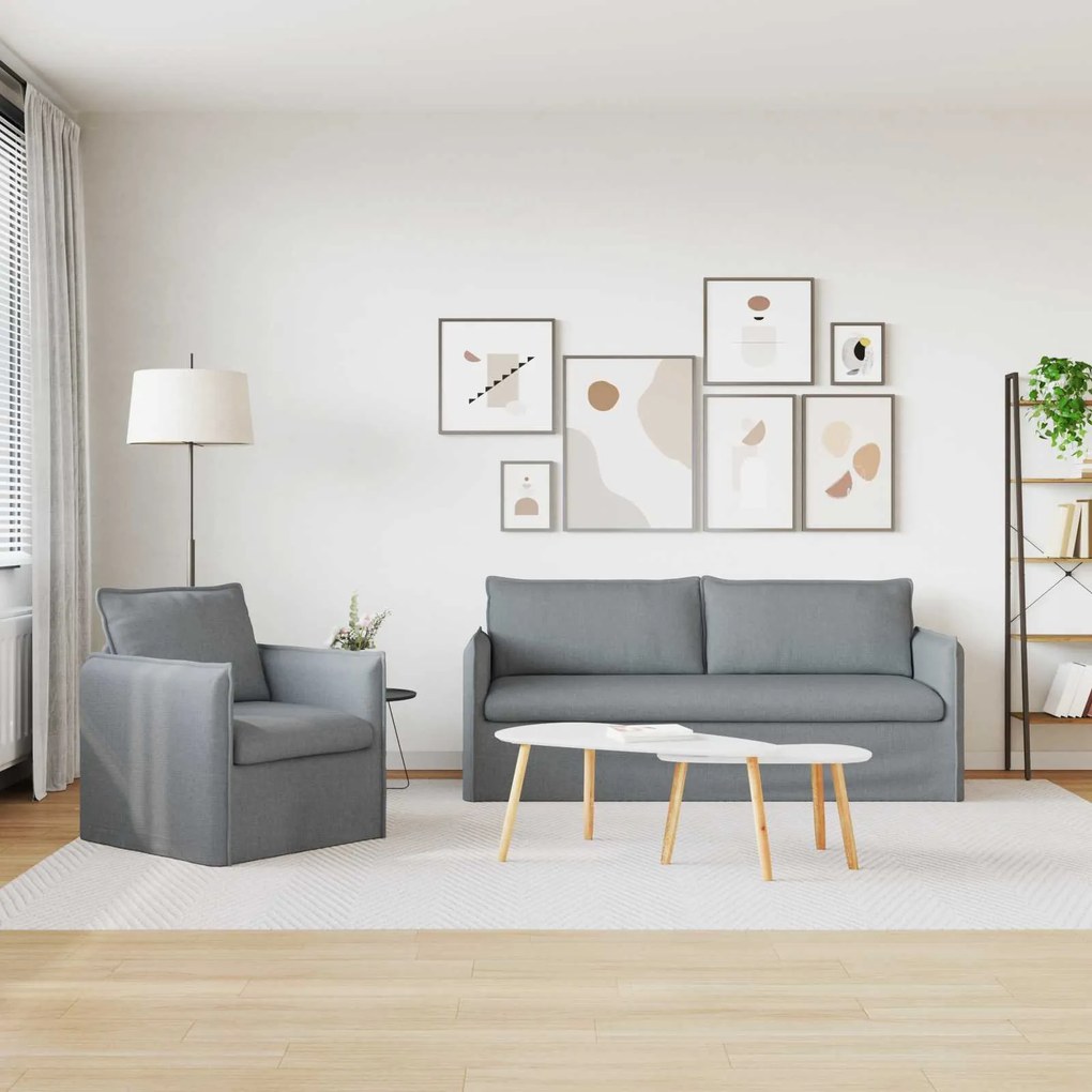Set pohovek 2 ks Světle šedá Textil 3407611