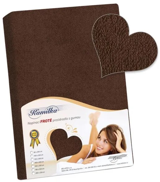 Bellatex Prostěradlo froté tmavá hnědá rozměr 200x200 cm