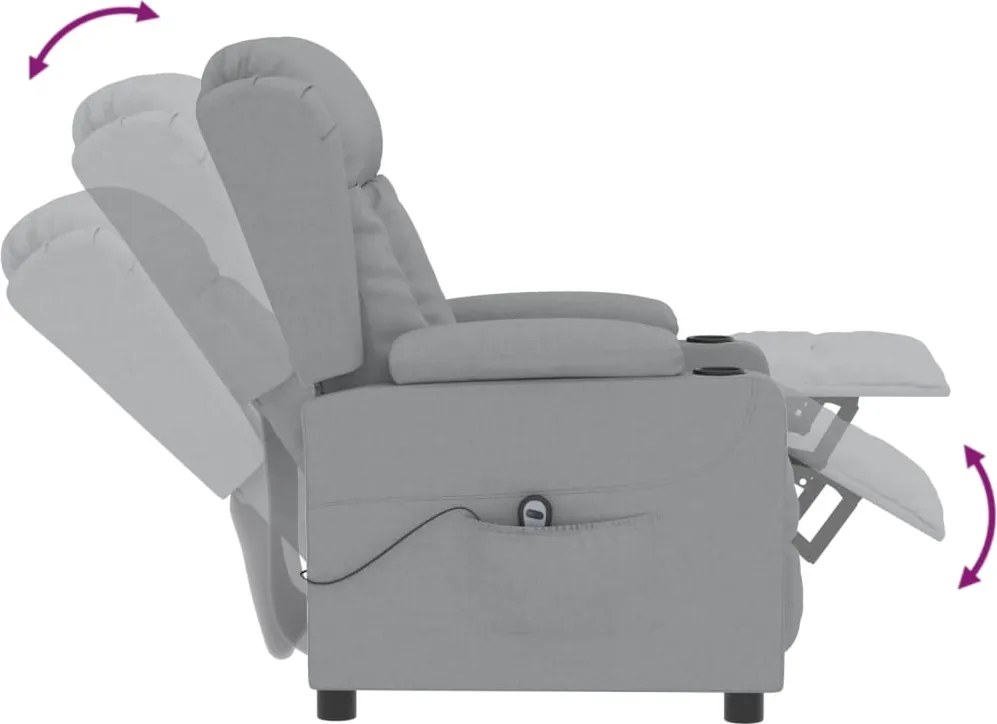 Elektrické polohovací křeslo světle šedé textil 3098777