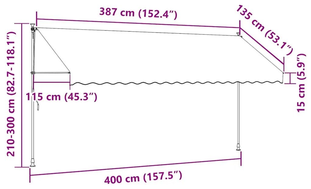 vidaXL Marketos Ručně zatahovací markýza 400 cm antracitová