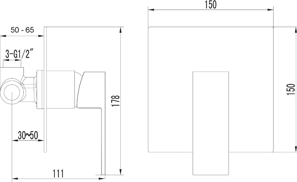 Sapho Sapho, LATUS podomítková sprchová baterie, 1 výstup, chrom, 1102-41