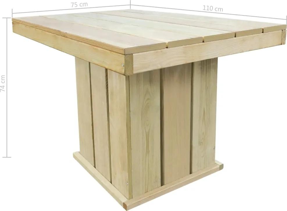 vidaXL Zahradní stůl 110 x 75 x 74 cm impregnované borové dřevo [44908]