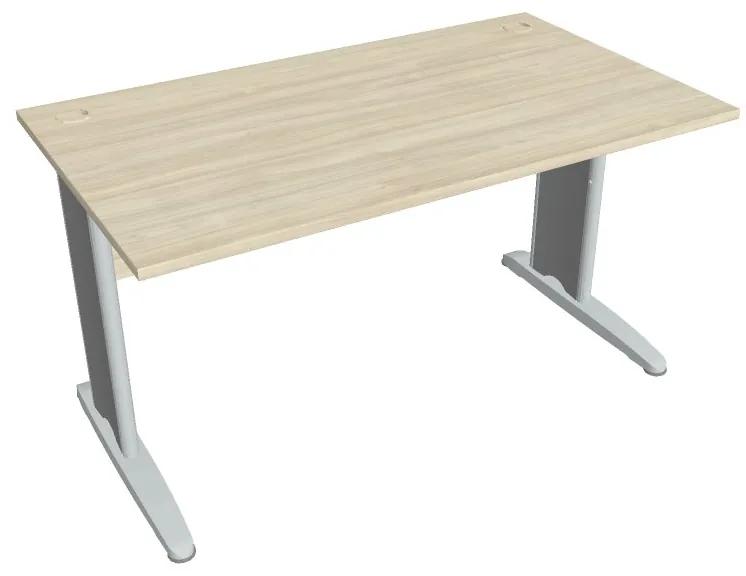 Stůl pracovní rovný 140 cm - Hobis Cross CS 1400 Dekor stolové desky: akát, Dekor lamino podnože: akát, Barva nohou: Stříbrná