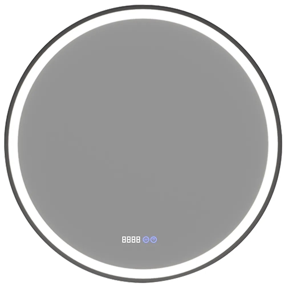 CERANO - Koupelnové LED zrcadlo Rivo, kovový rám - černá matná - Ø 80 cm