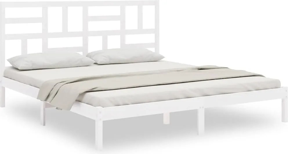 Rám postele bílý masivní dřevo 180 x 200 cm Super King 3105966