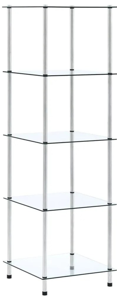5patrová police průhledná 40 × 40 × 130 cm tvrzené sklo 249506