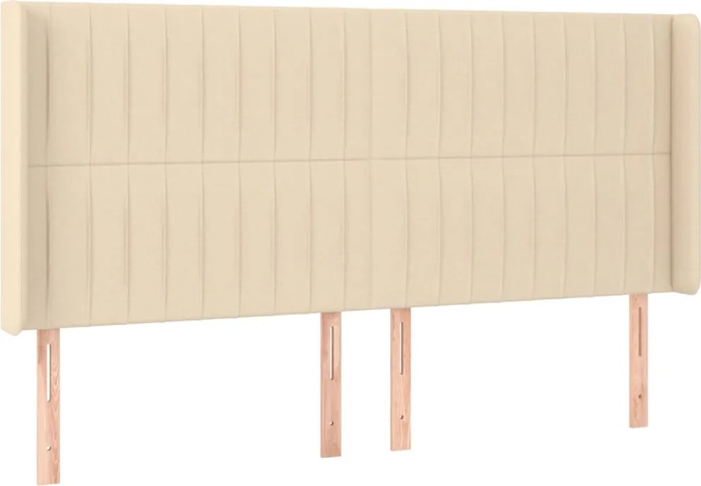 Box spring postel s matrací a LED krémová 200x200 cm textil 3139066