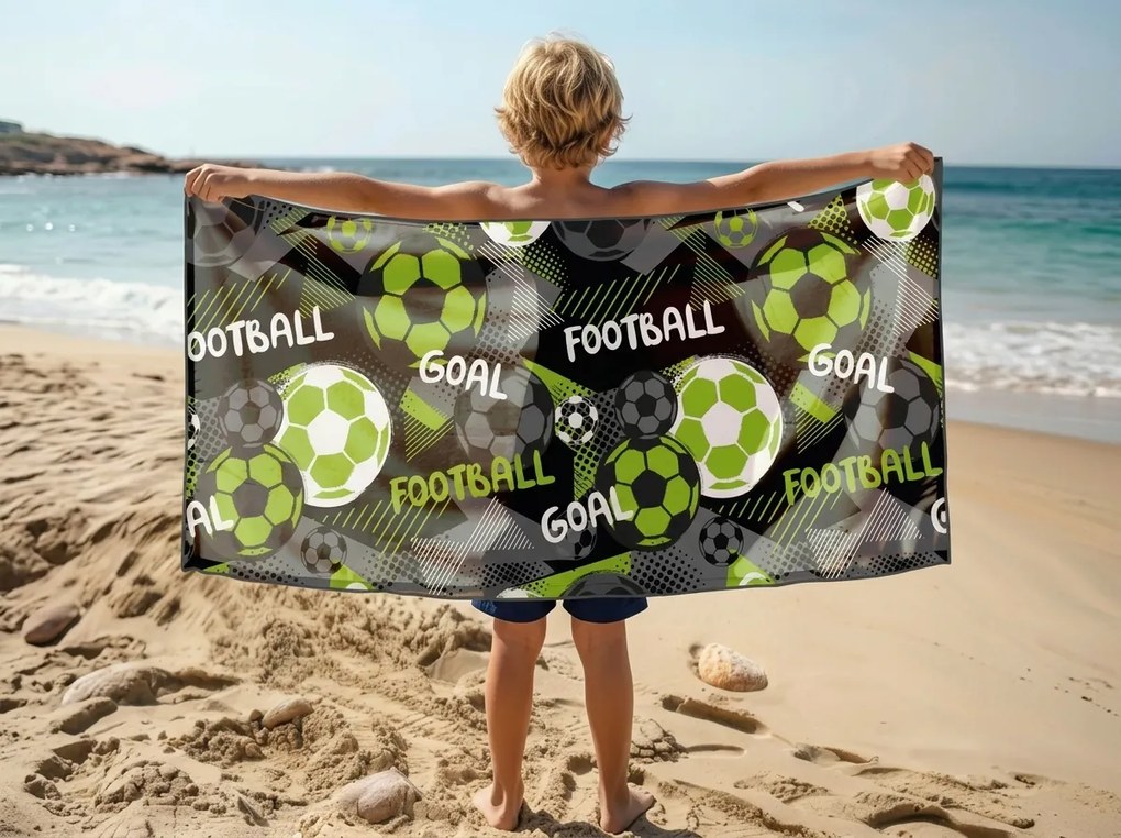 Rychleschnoucí XL plážová osuška GOAL barevná 100 x 180 cm, 100% mikrovlákno