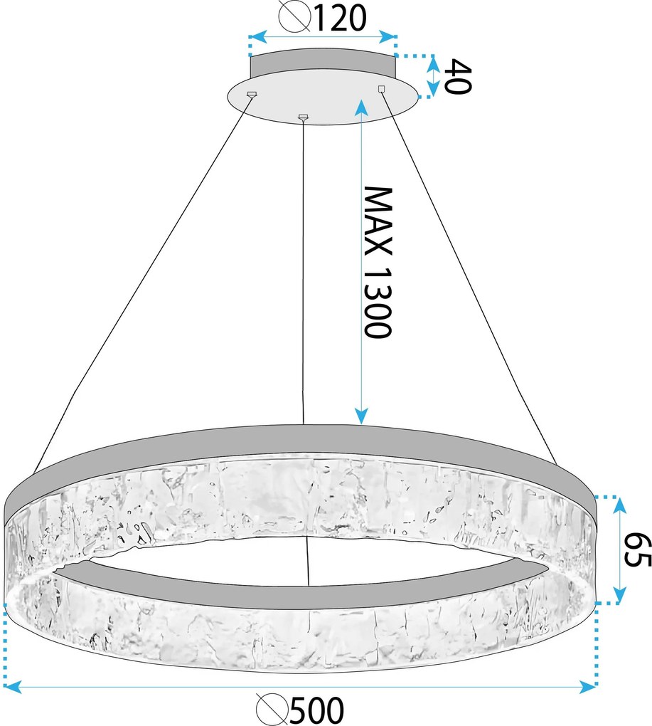 Toolight Toolight, LED závěsné osvětlení 50cm, 31W, 3000K, LHJ046-CP, zlatá lesklá, OSW-50021
