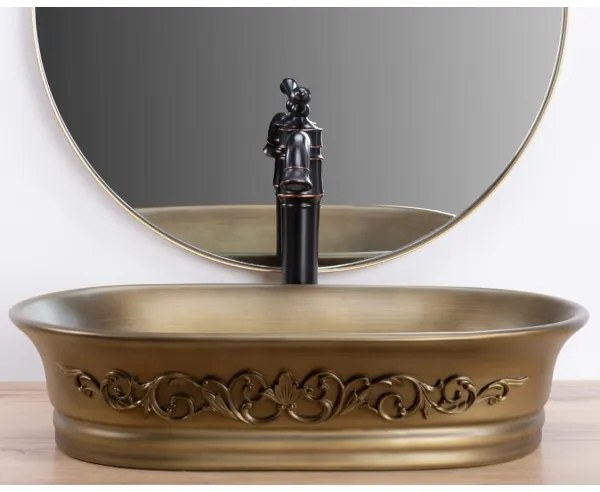 REA-U3305 -  Umyvadlo na desku WILMA RUSTIC 38x55 cm keramika/měděná