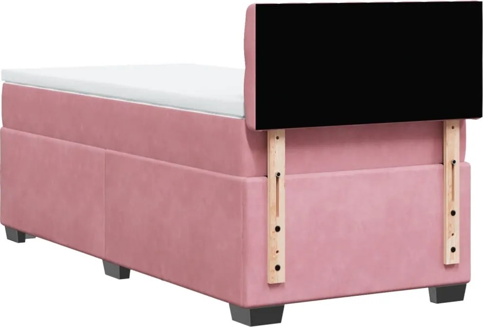Box spring postel s matrací růžová 80 x 200 cm samet 3286173