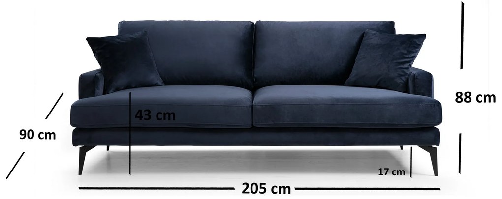 Atelier del sofa Třímístná pohovka PAPIRA námořnicky modrá 560ARE1308