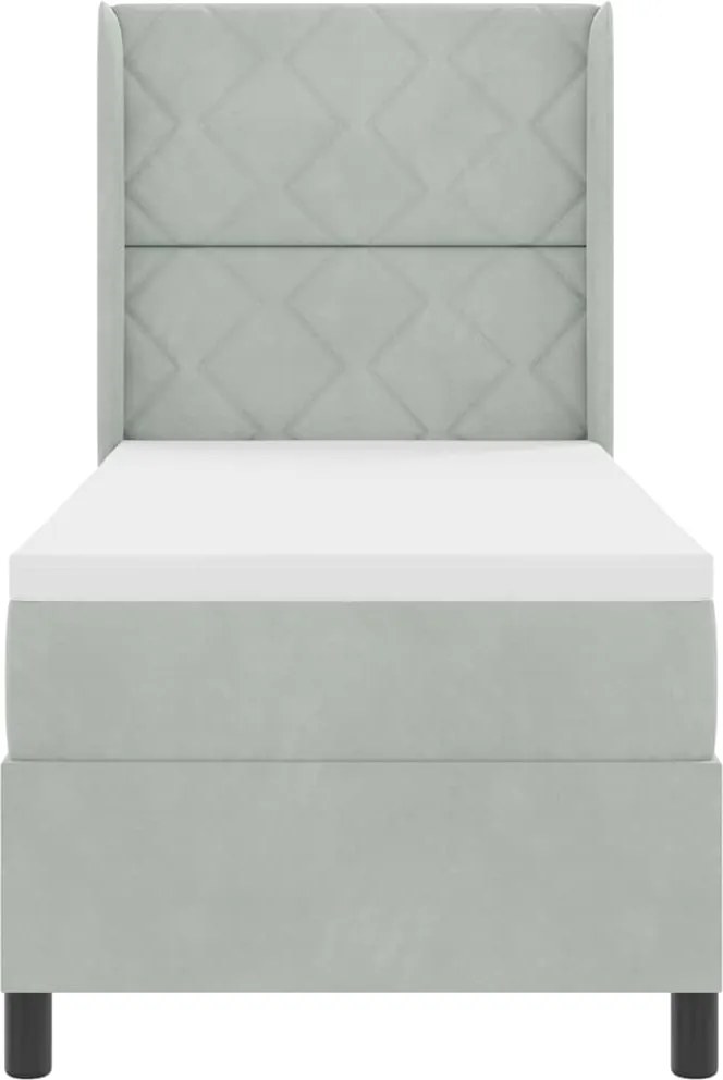 Postel s boxspringem s čelo Světle šedá 80 x 200 cm samet 3342032