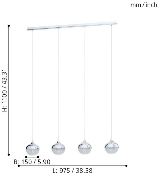 Eglo 98628 - Lustr na lanku MIOGLIA 4xE14/25W/230V