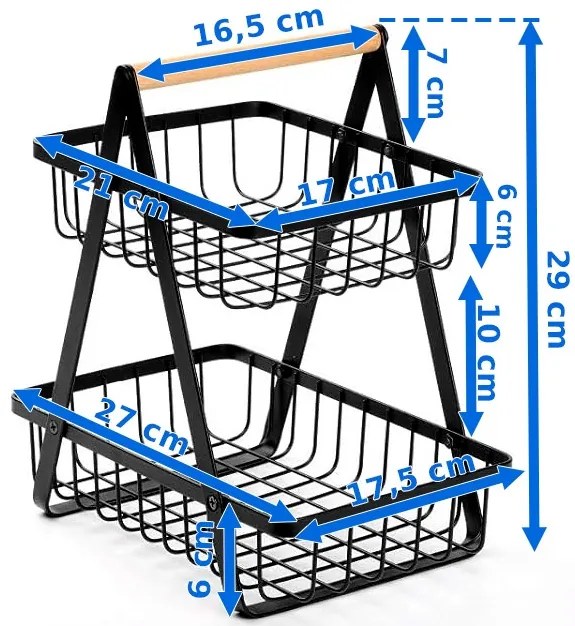 Košík na ovoce PULOS 2 úrovně černý