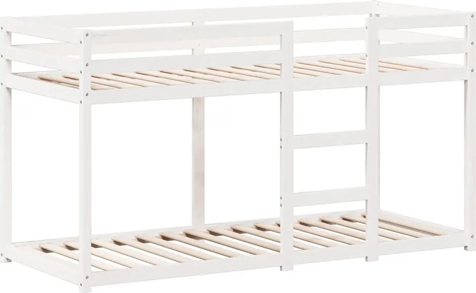 Patrová postel se střechou bílá 80x200 cm masivní borové dřevo 3281995