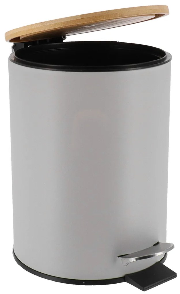 Odpadkový koš Timeless, šedá/s dřevěnými prvky, 2,5 l