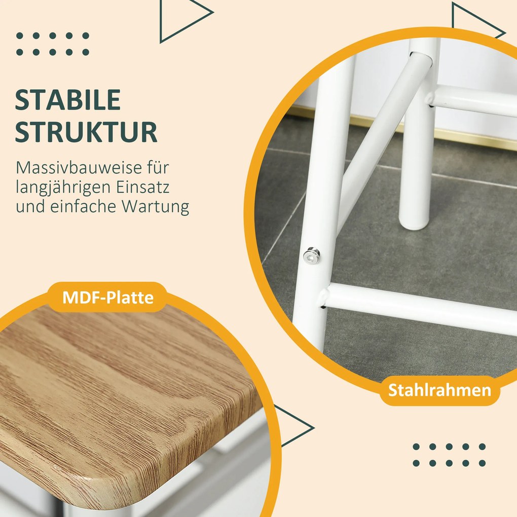 HOMCOM barový set 3-dílný jídelní stůl se 2 barovými židlemi jídelní skupina kuchyňský stůl a židle barový stůl a barové židle s odkládací policí MDF…