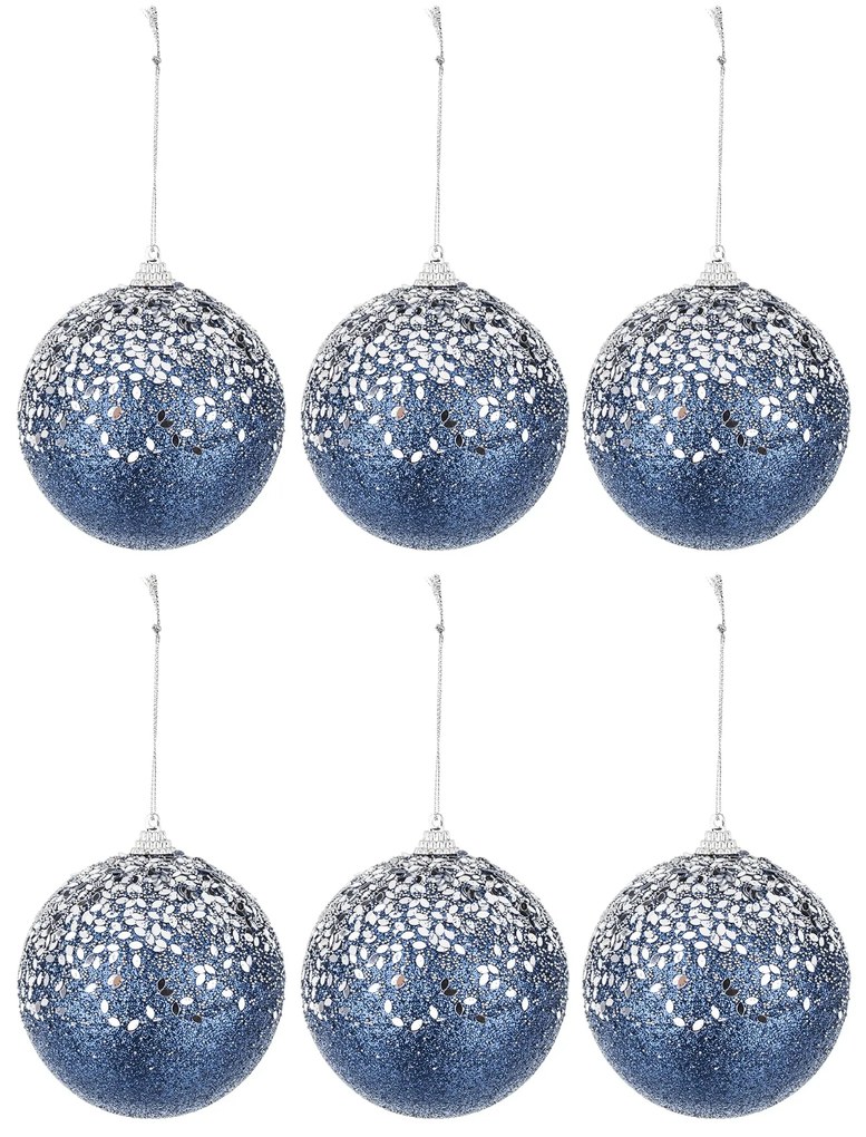 Vánoční baňky modrostříbrné sada 6 kusů 141269