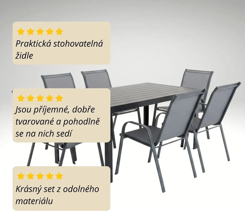 Vikio Zahradní set 150x90 pro 6 osob DK304S antracit/šedá