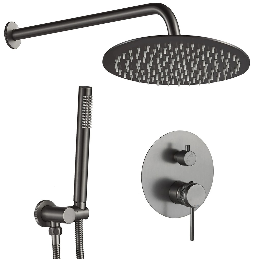 Rea Lungo Grip, podomítková sprchová souprava + BOX montážní systém, grafitová, REA-P8958