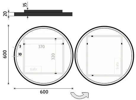 Nimco Černé kulaté LED zrcadlo pr. 600 - ZPC 28000R-90