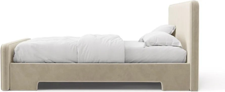 Světle šedá čalouněná dvoulůžková postel s roštem 140x200 cm Eda – Micadoni