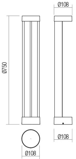 Redo 90365 - LED Venkovní lampa ZEUS LED/11,5W/230V 3000K 75 cm IP54 antracit