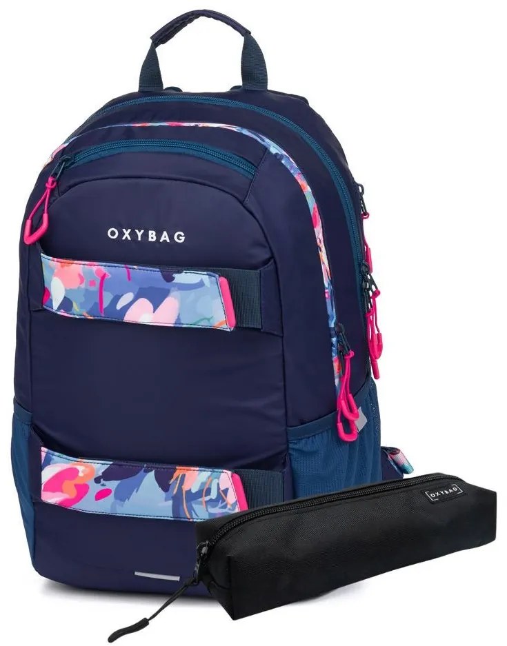Oxybag studentský batoh + etue oxy sport flowers blue