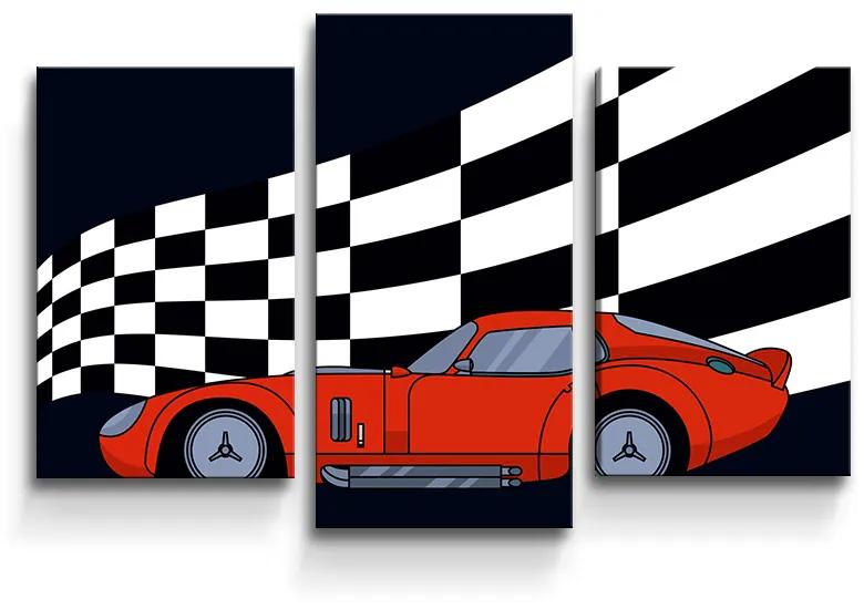 Sablio Obraz - 3-dílný Závodní auto - 75x50 cm
