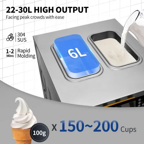 Komerční výrobník zmrzliny, výtěžnost 22-30 l/h, 2350 W