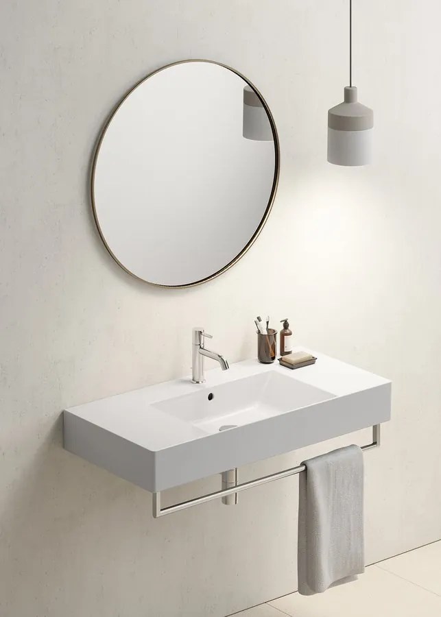 GSI KUBE X keramické umyvadlo 100 x 47 cm s odkládacími plochami s přepadem Extra Glaze bílá 9451111