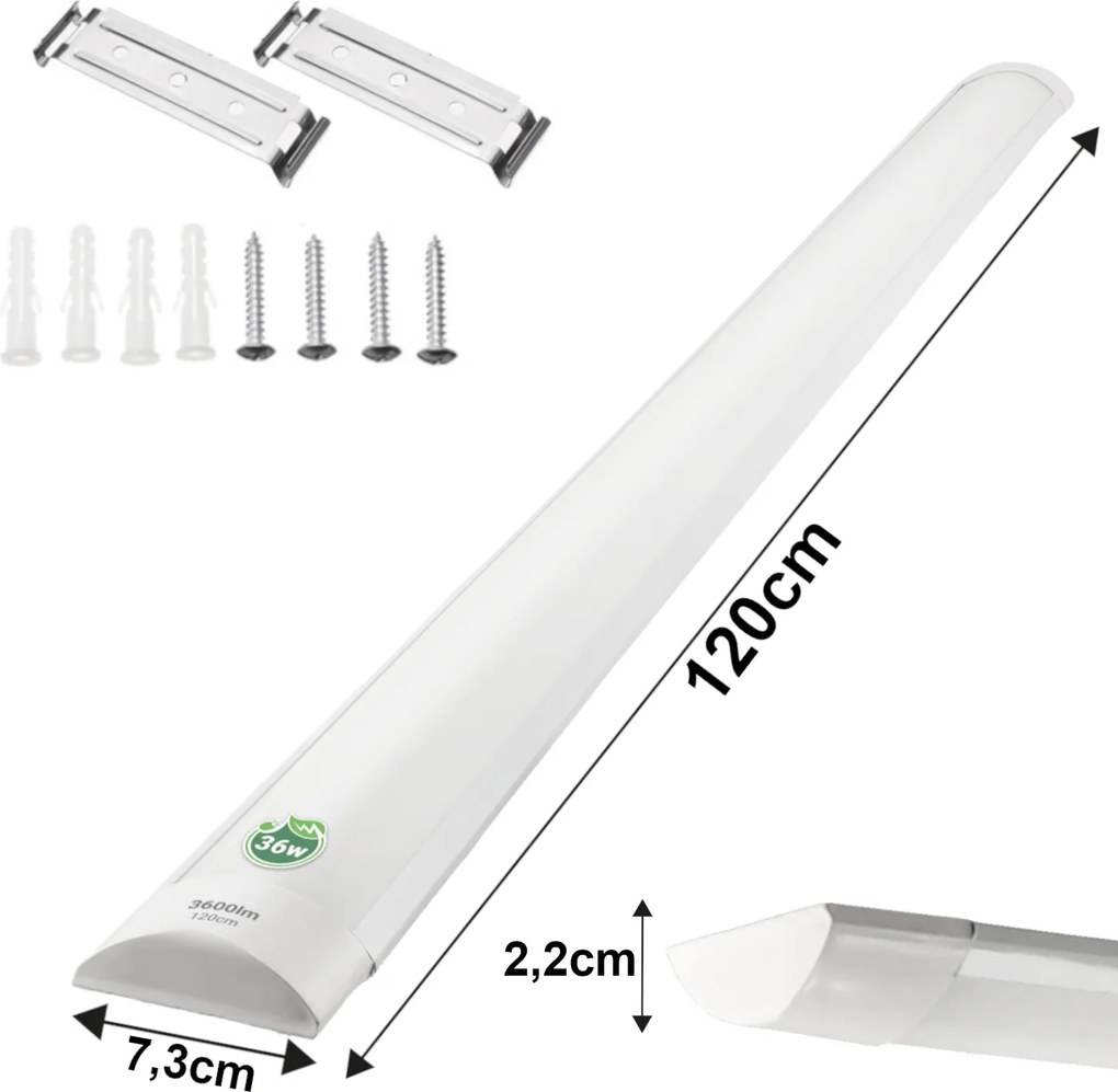 BERGE Sada 4 x povrchově montovaných LED svítidel 36W 120cm zářivkový panel pro garáž a dílnu